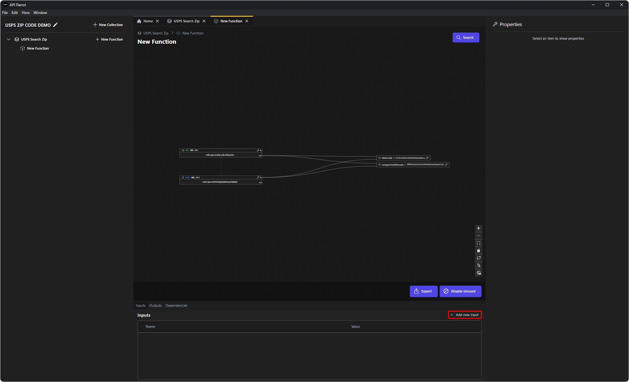 6. Adding Inputs and Outputs | API Parrot