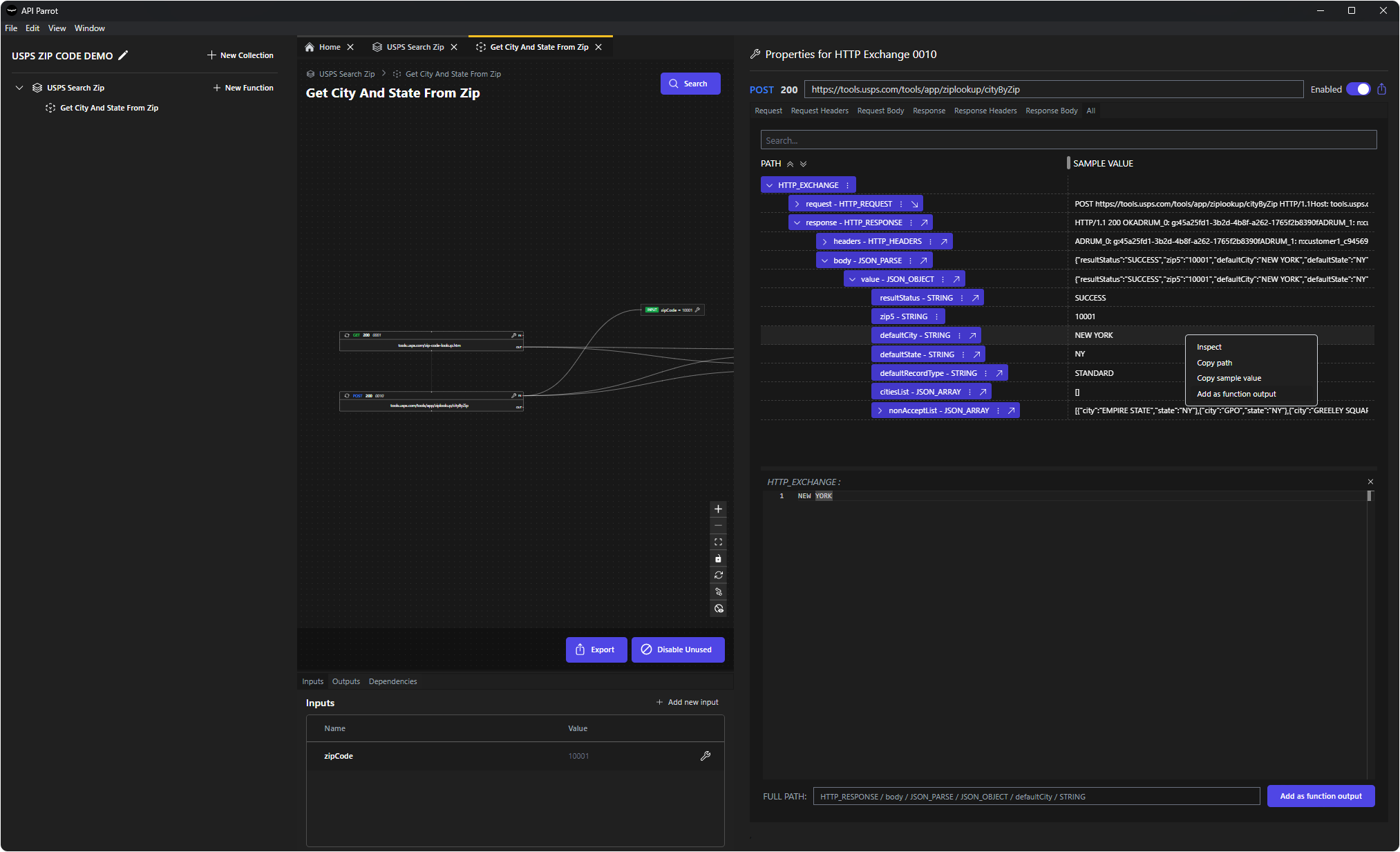 6. Adding Inputs and Outputs | API Parrot